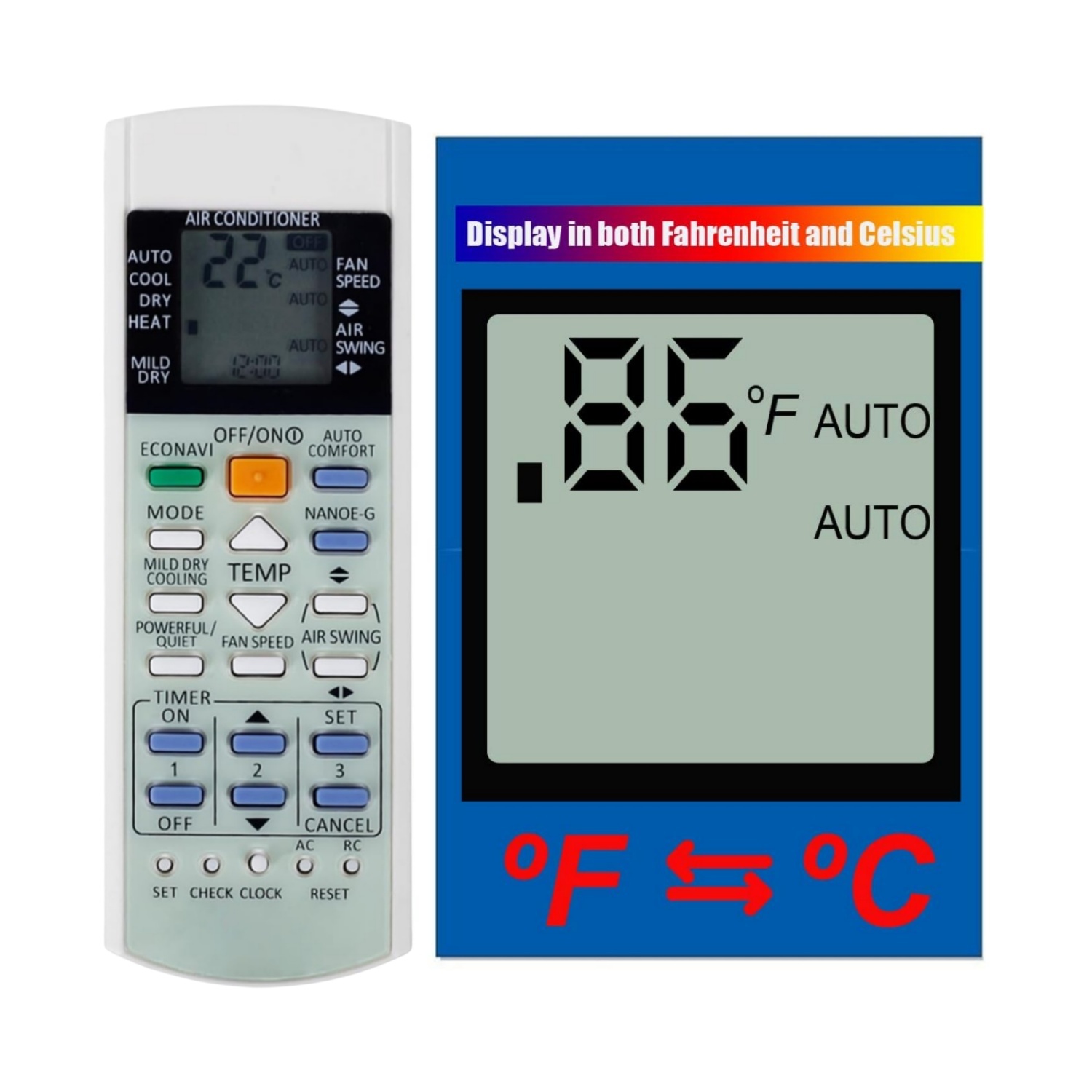 Panasonic Air Conditioner Remote Control for models A75C3208, A75C3706 ...