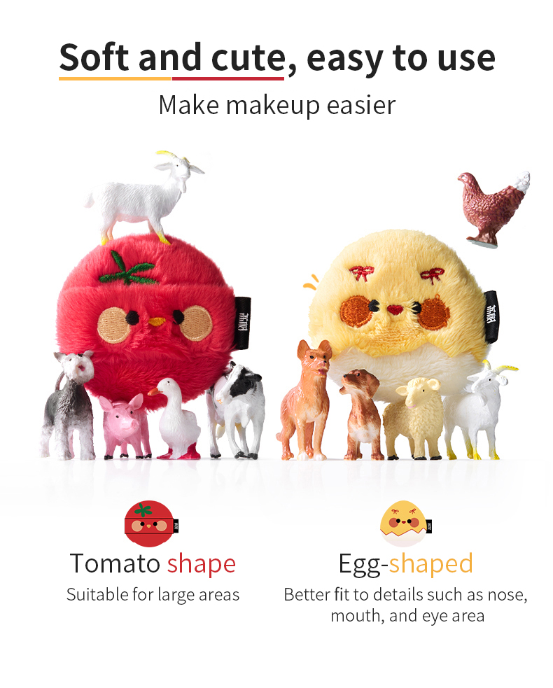 Lishu【Tomato and Eggs】Flocking loose powder puff, 2 pieces, soft and ...