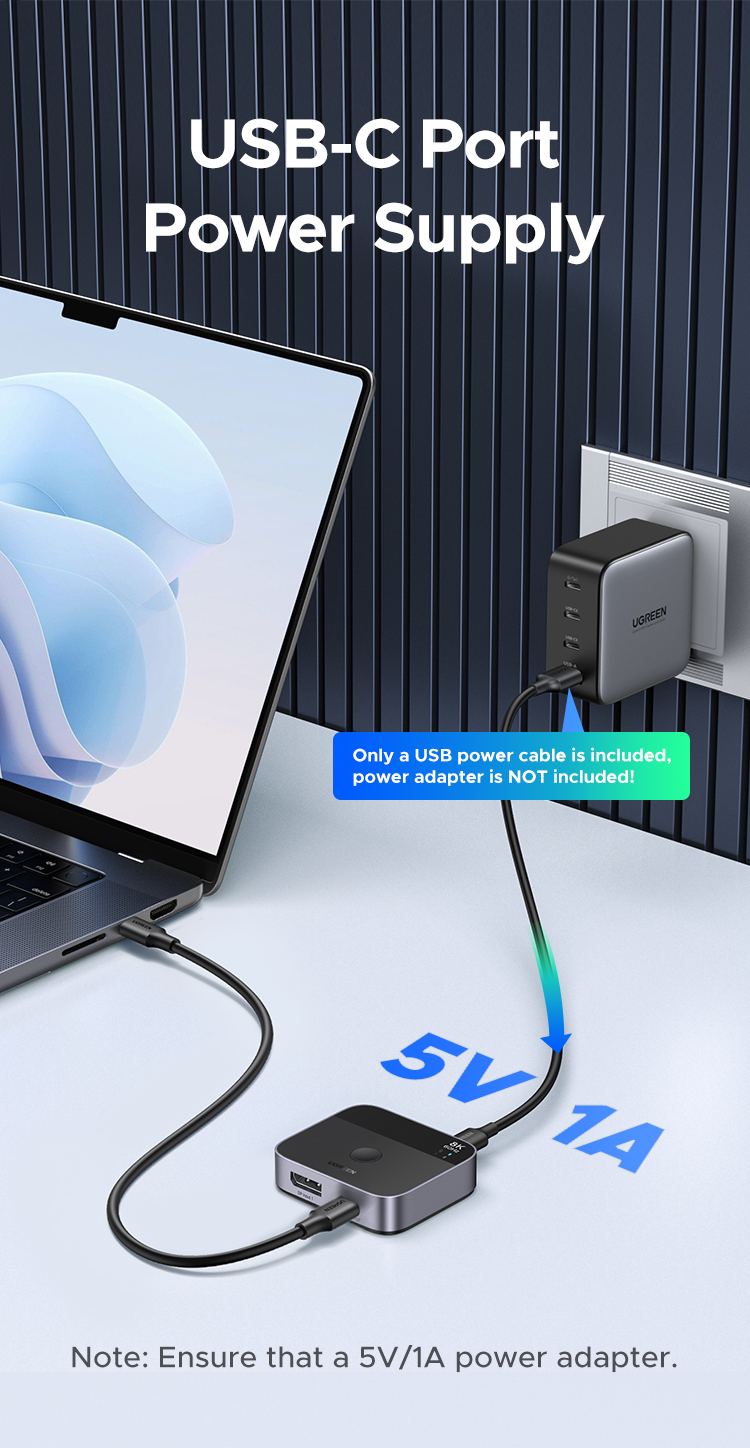 UGREEN 8K60Hz DP+USB C 2 in 1 Out Switch One-click Switch Fast ...