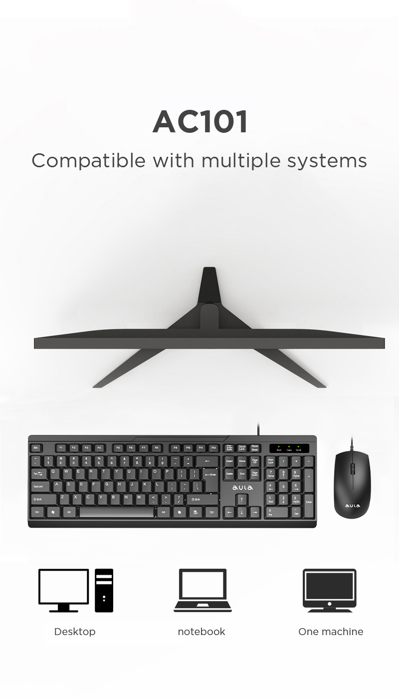 AULA AC101 Wired Keyboard and Mouse Combo for PC Laptop keyboard Kit ...