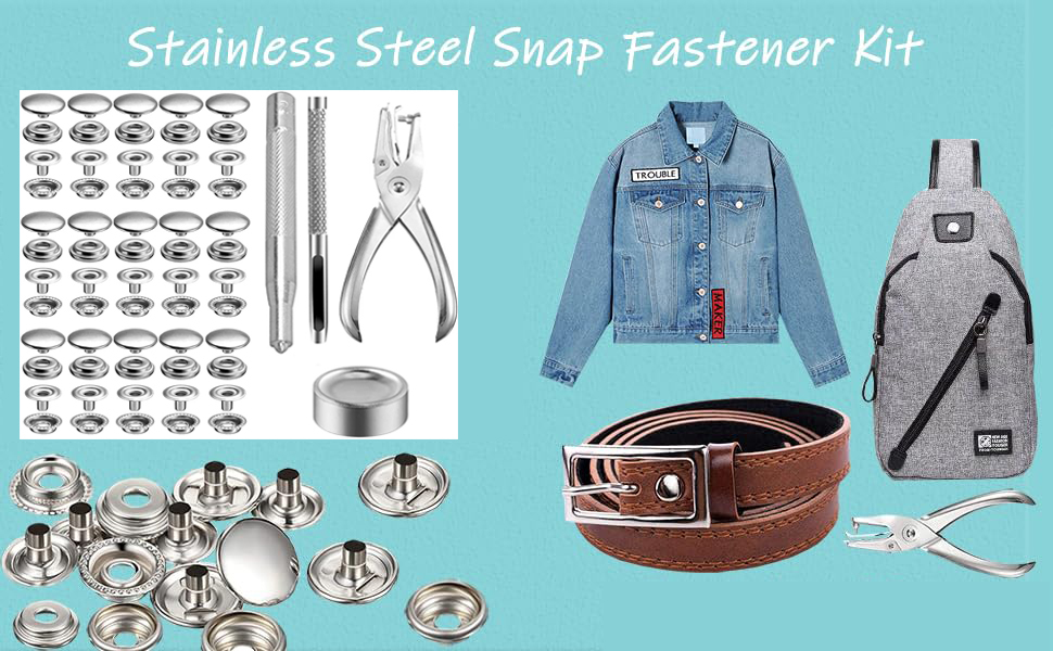 200Pcs Stainless Steel Metal Snap Button Tool Kit DIY Durable Set Snap ...