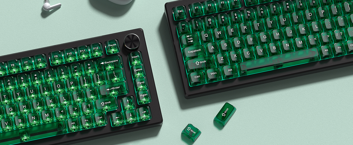 Womier 115 Keys Custom Keycaps Set Clear Green Transparent MDA Profile ...
