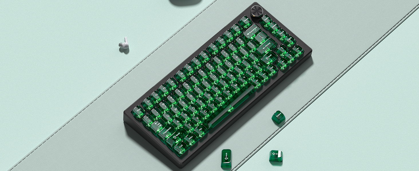 Womier 115 Keys Custom Keycaps Set Clear Green Transparent MDA Profile ...