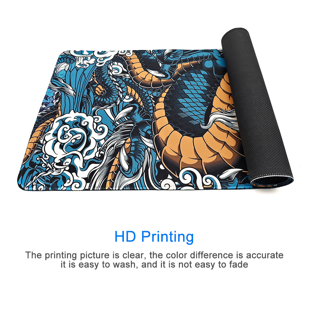 Large Dragon Pattern Mouse Pad with Stitched Edges, Extended Gaming ...