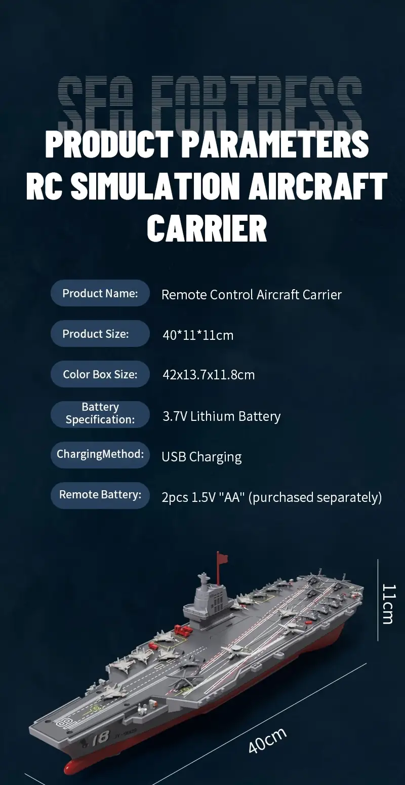 2025 RC Naval Aircraft Carrier Auto-Launch in Water & 360 Control Smart ...
