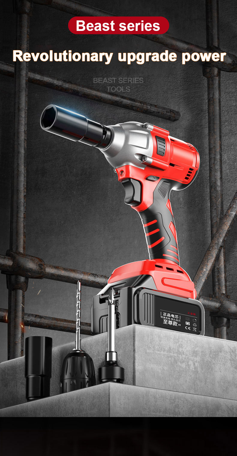 980N.M Electric Impact Wrench Cordless Brushless Impact Heavy Duty lmpact Drill/Driver/Ratch ...