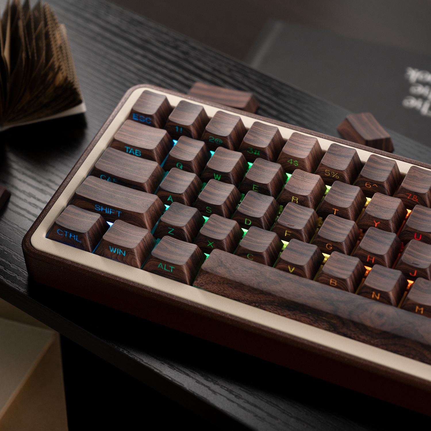 Original Walnut Colored Side Engraved Translucent Keycaps, Heat ...