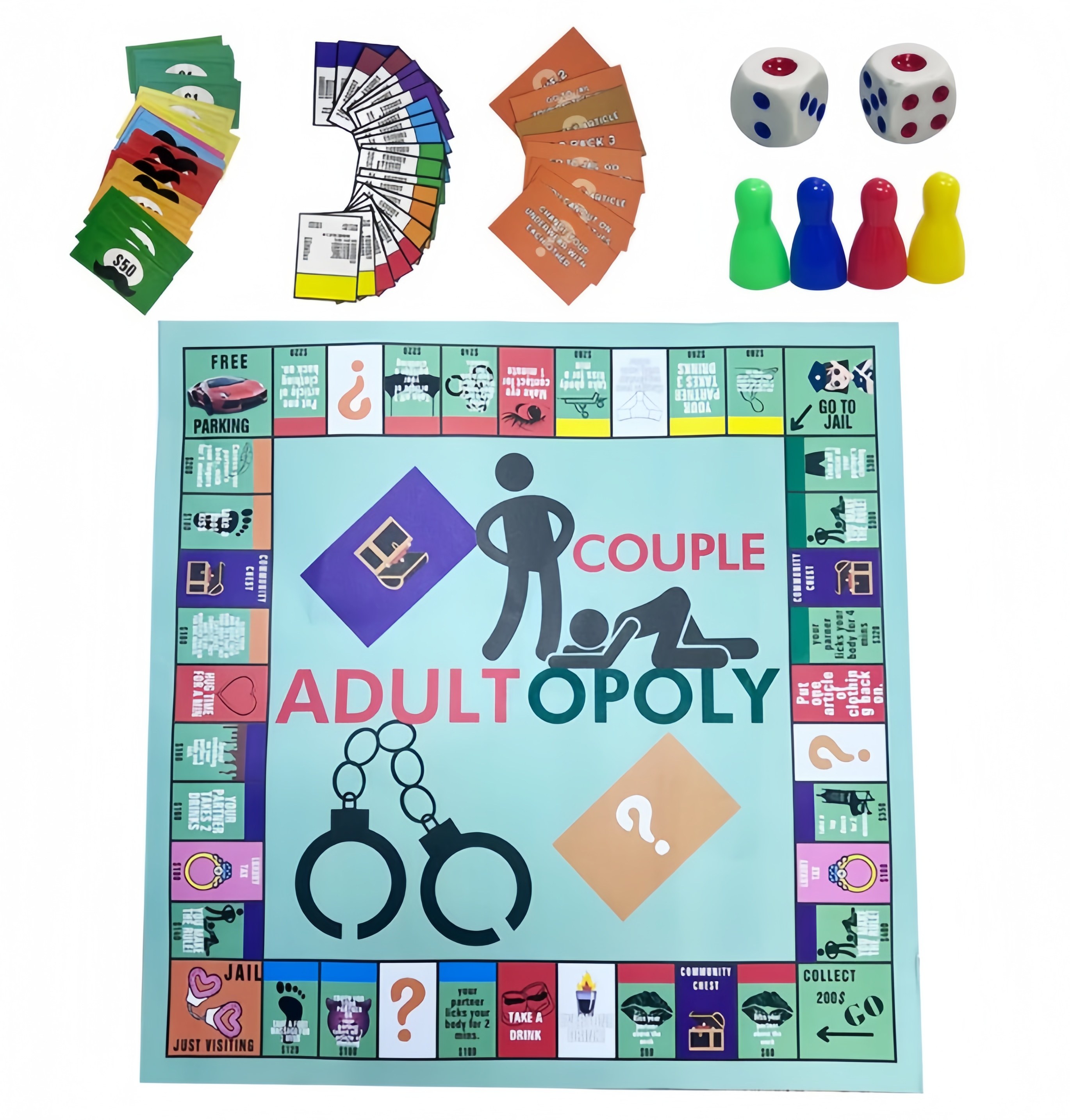 Adult Couple Date Night Game Adultopoly Board Game Handmark Monopoly ...