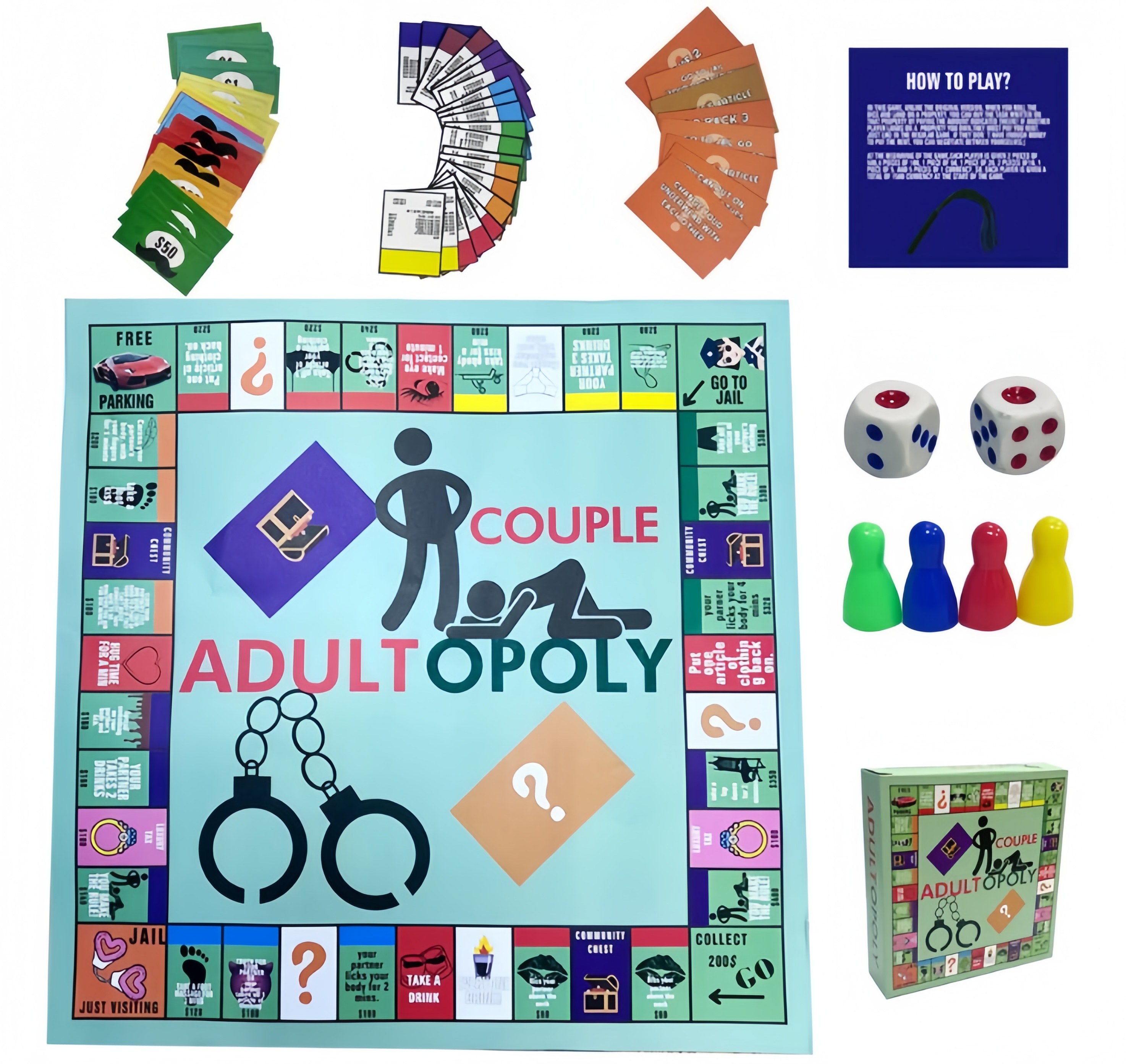 Adult Couple Date Night Game Adultopoly Board Game Handmark Monopoly ...