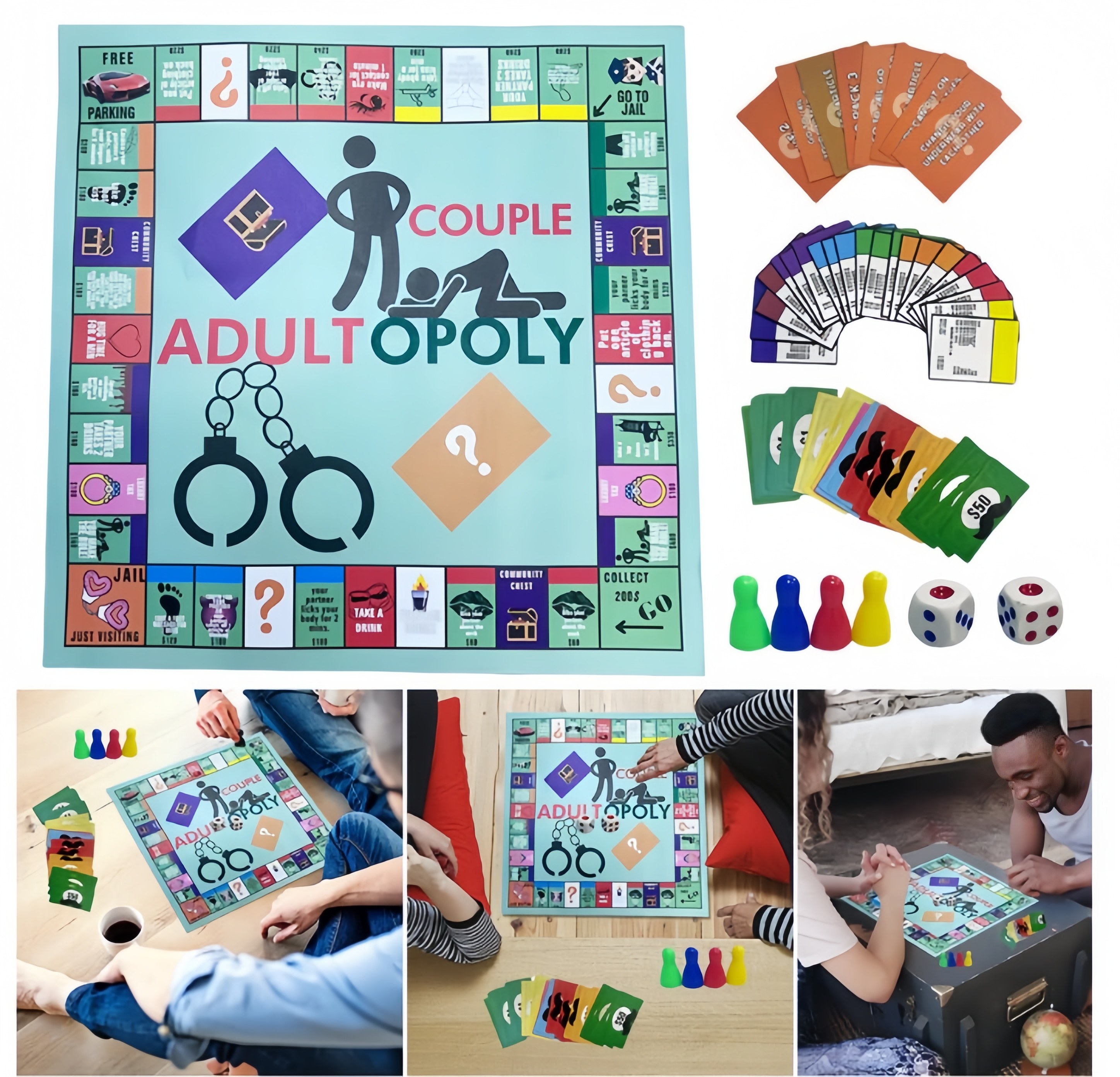 Adult Couple Date Night Game Adultopoly Board Game Handmark Monopoly ...