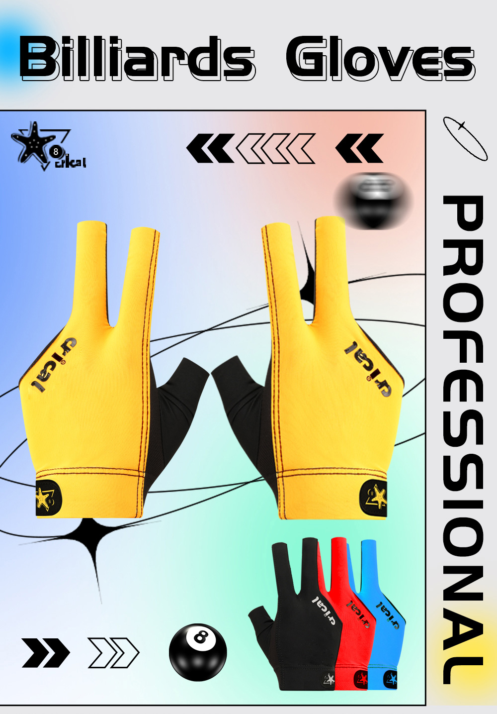 CRICAL Gloves Billiard Gloves One Piece Non-slip Lycra Fabric Pool ...