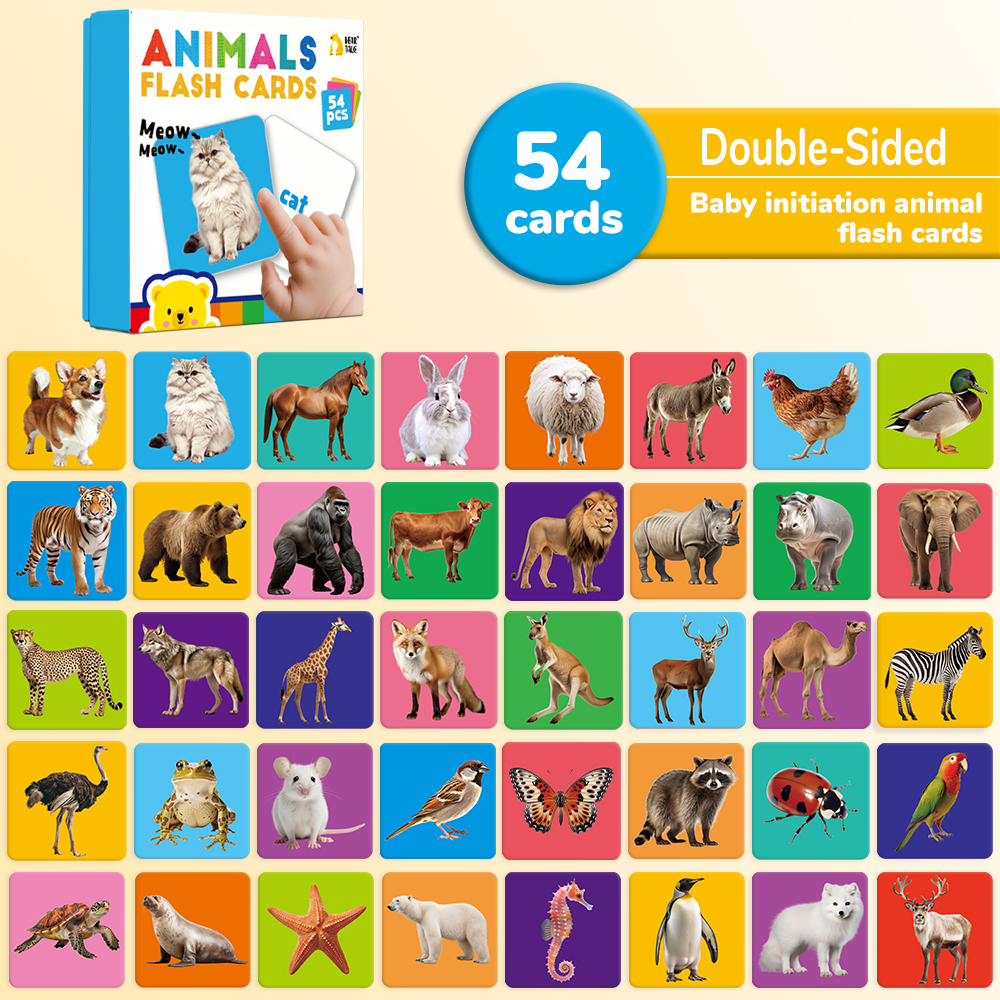 BEAR TALE 54 Flash Cards Children's Animal Vegetable Cognitive Cards ...