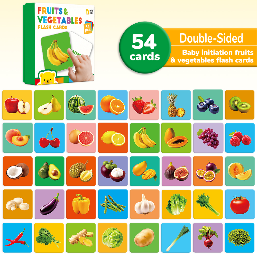 BEAR TALE 54 Flash Cards Children's Animal Vegetable Cognitive Cards ...
