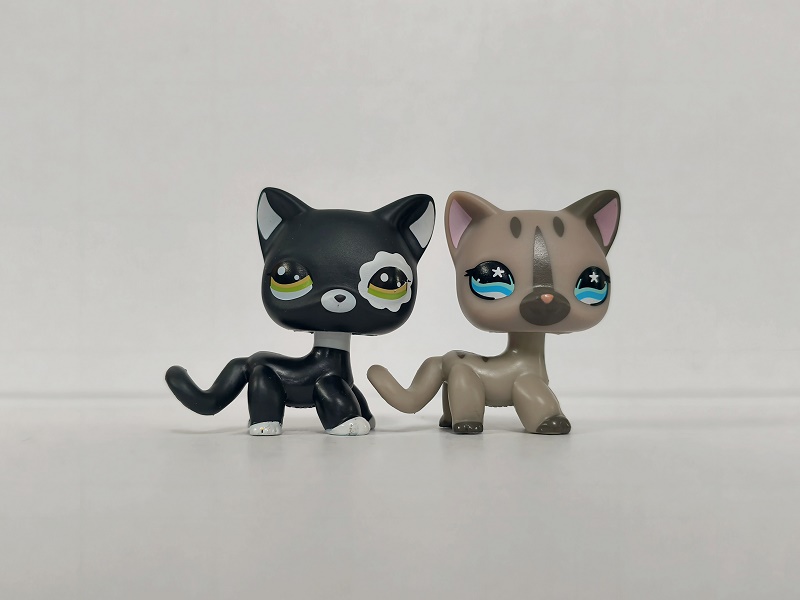 2pcs/lot Littlest Pet Shop Toy Black Grey Short Hair Cat #2249#468 ...