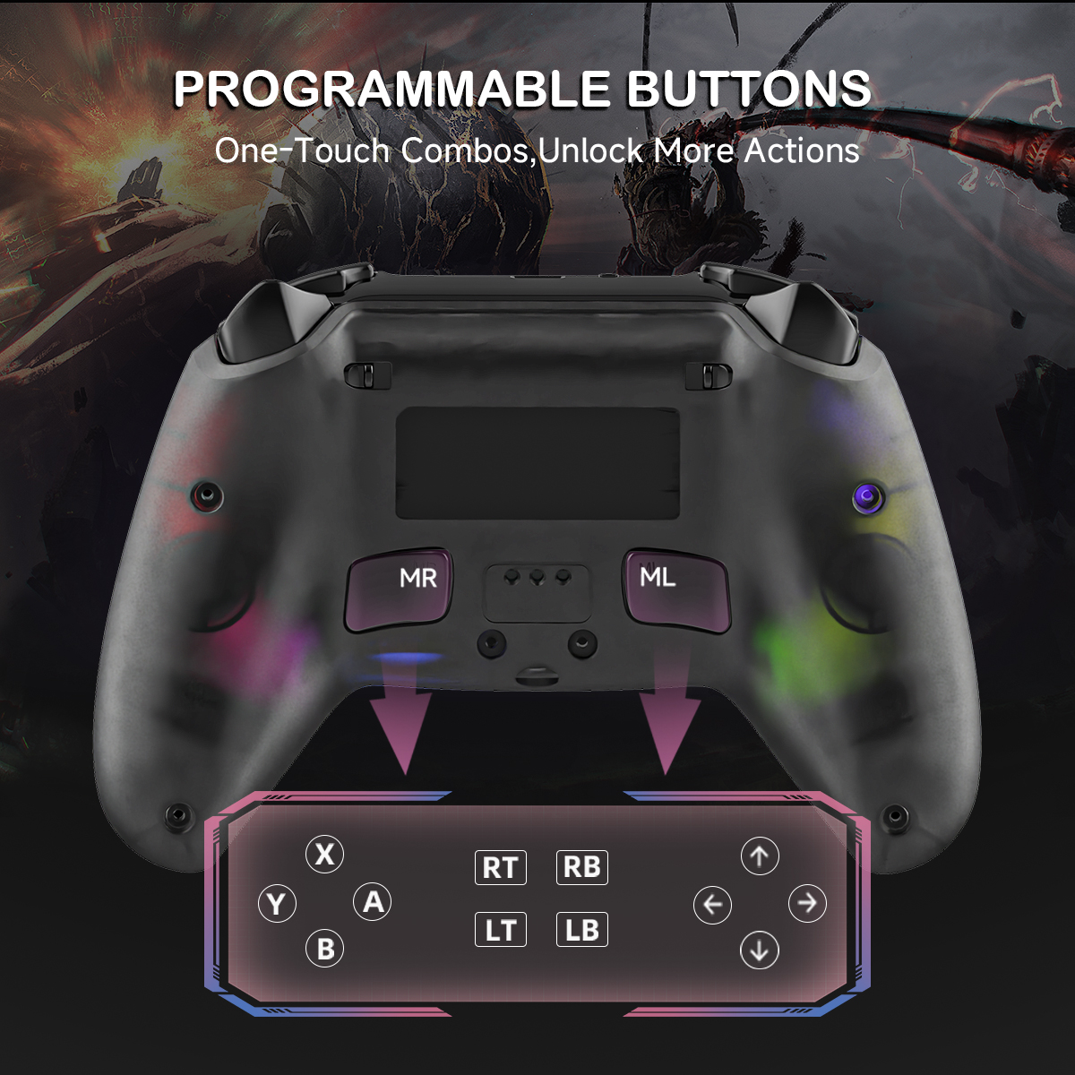 ASRVA SG-X RGB Wireless Controller for PS5, PC, Mobile | Hall Effect ...