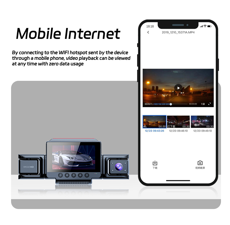Car DVR HD 1080P Screen Front Rear View Dash Cam 360° Rotation Video ...