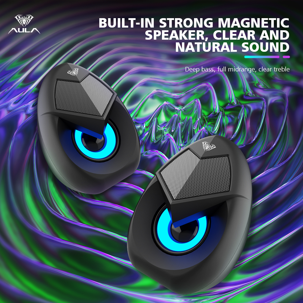 Aula N69 Wind RGB Gaming Desktop Speaker 2.0 RGB Lighting Portable ...