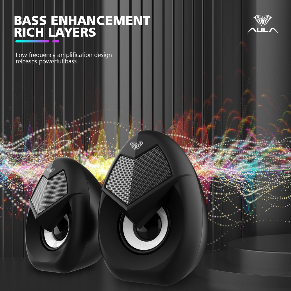 Aula N69 Wind RGB Gaming Desktop Speaker 2.0 RGB Lighting Portable ...