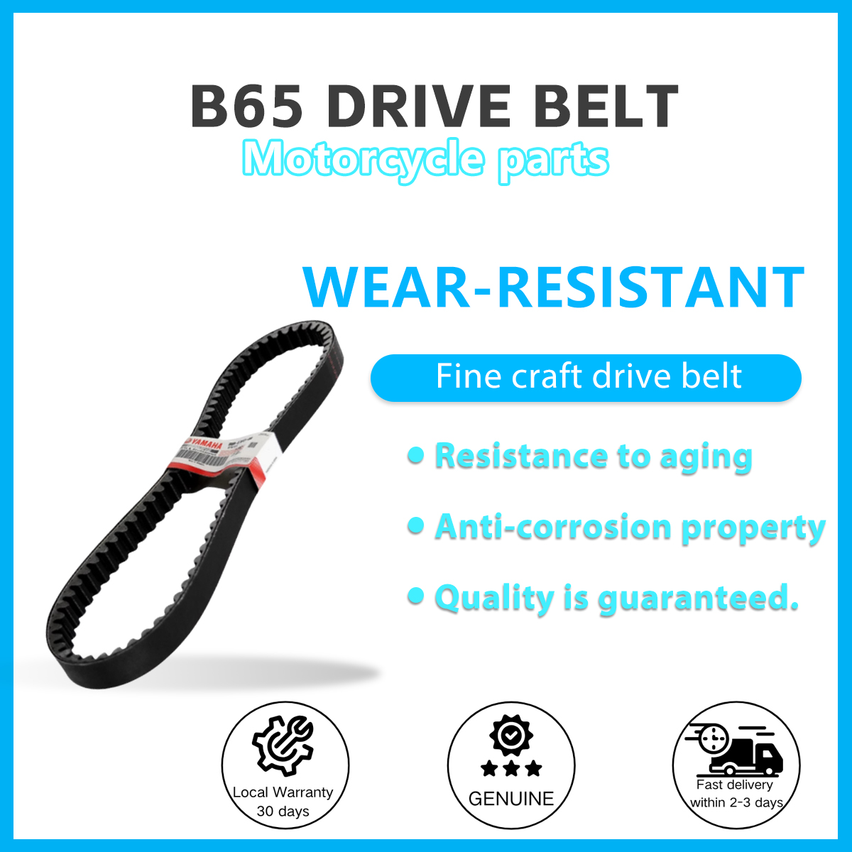 YAMAHA V-BELT B65 AEROX V1 V2, NMAX V2 V2.1, B65-E7641-00-MOTOLINK ...