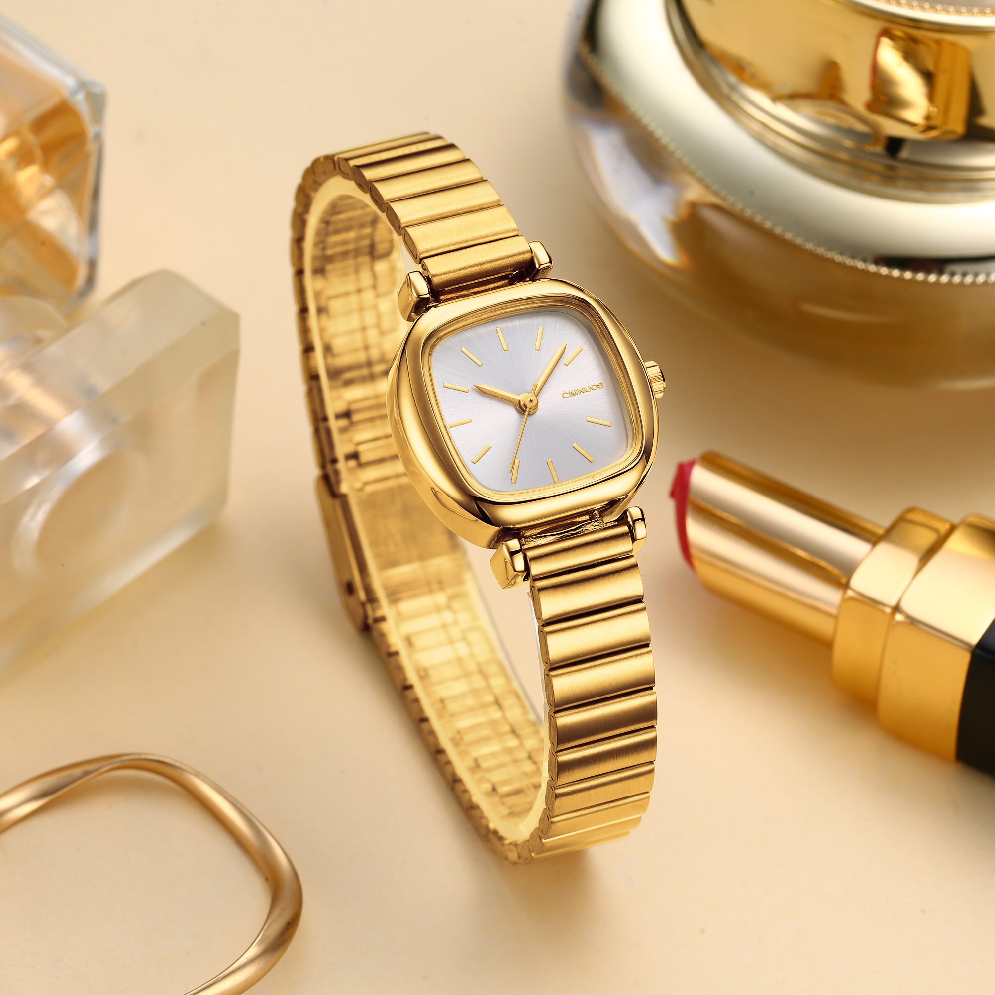 [Free Exquisite Bracelet] CAINUOS Square Small Cube Gold 30M Waterproof ...
