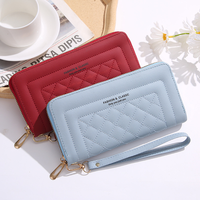 Women's Long Zip Wallet Large Capacity Phone Purse Quilted Letter ...