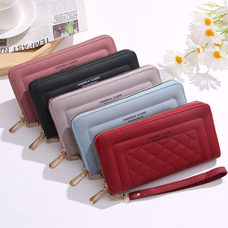 Women's Long Zip Wallet Large Capacity Phone Purse Quilted Letter ...