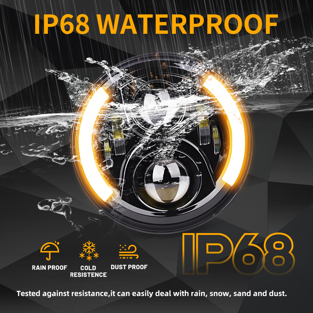 2PCS 7 “ 240W LED Headlight Round Motorcycle Headlight H4 Hi-Lo Beam ...