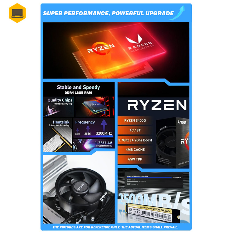AMD RYZEN 5 3400G Gaming Desktop Set DDR4 8GB / 16GB RAM M.2 256GB ...