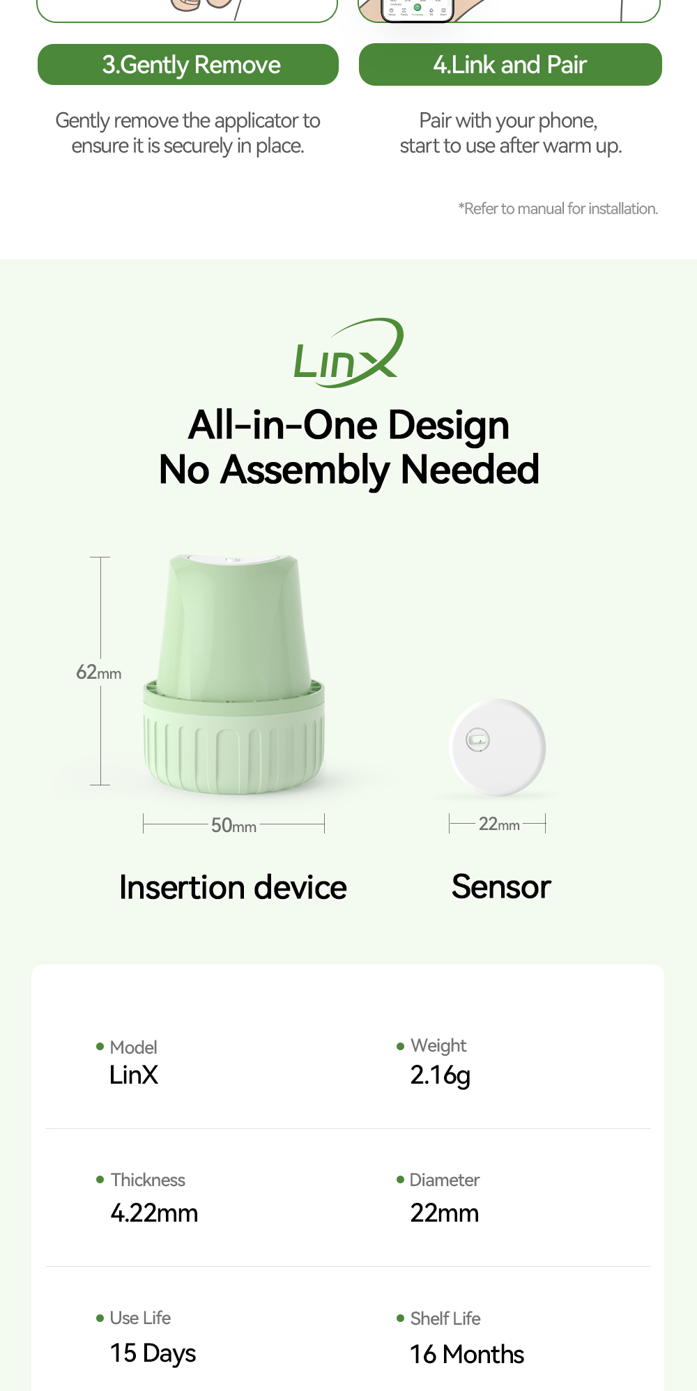 Microtech LinX 2 Full Set Continuous Glucose Monitoring System Sensor ...
