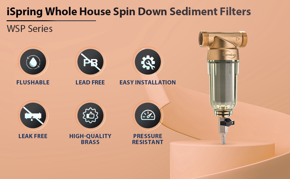 iSpring WSP-50 pre-filter Reusable Whole House Spin Down Sediment Water ...