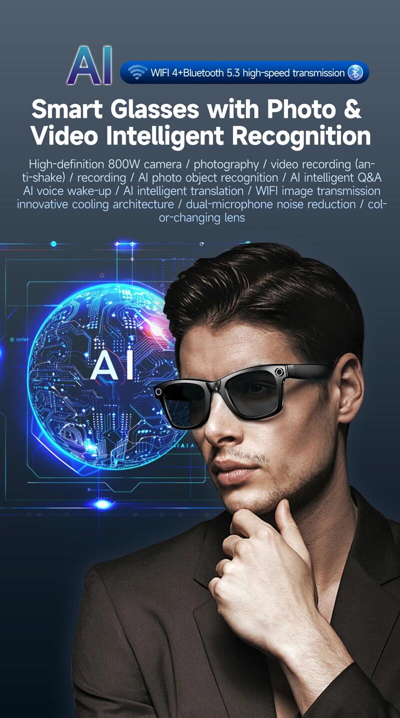 2025 Smart AI Glasses 800W pixel AI Shooting Camera HD Photo Video ...