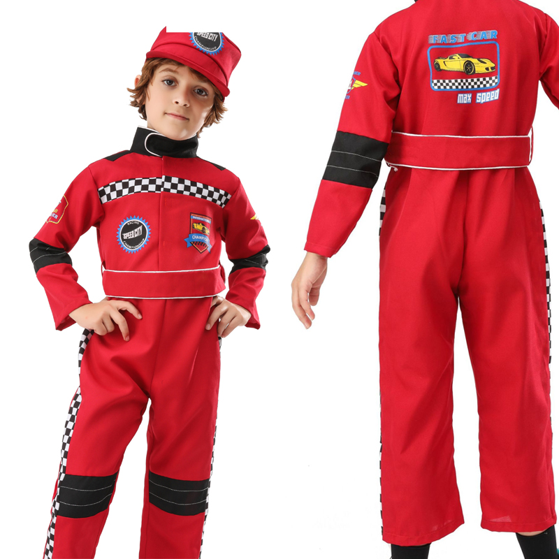 3-10Years Race Car Driver Costume Boys Racer Jumpsuit With Car Cap Kids ...
