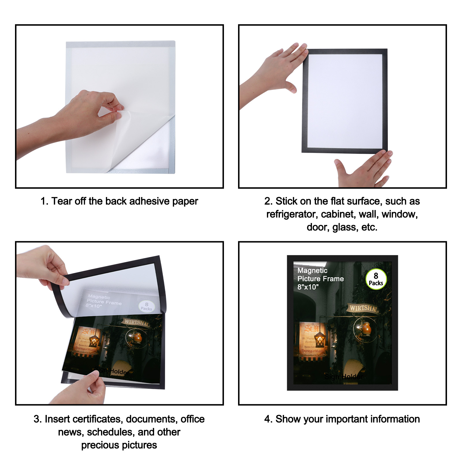 8R Magnetic Display Board Photo Picture Frame Wall Stick Frame Photo ...