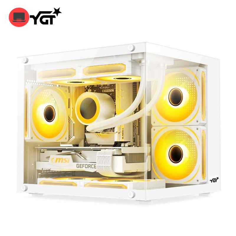YGT Gaming Computer Case With Tempered Glass Panel Chassis Seaview ...