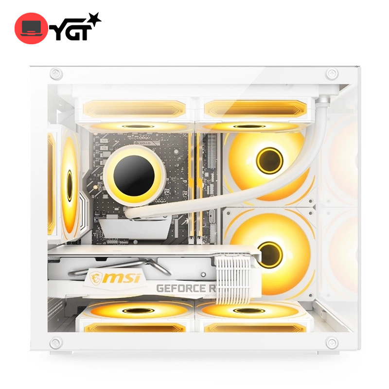 YGT Gaming Computer Case With Tempered Glass Panel Chassis Seaview ...