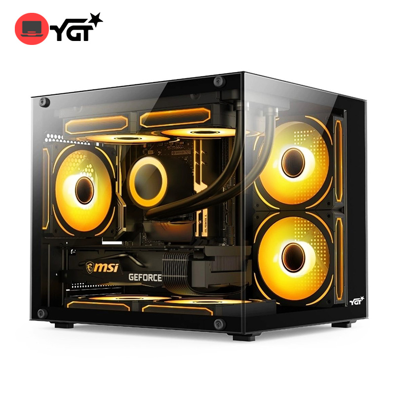 YGT Gaming Computer Case With Tempered Glass Panel Chassis Seaview ...