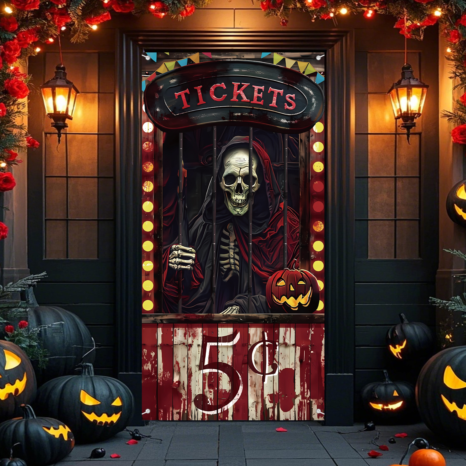 Evil Circus Bloody Door Banner - Creepy Carnival Sign for Porch, Ticket ...