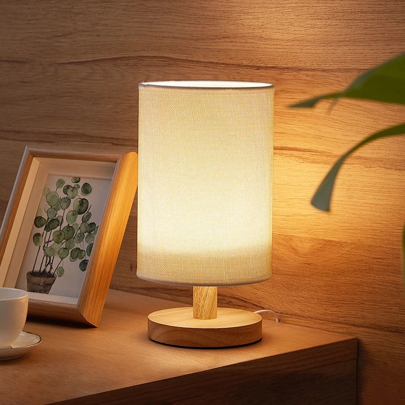 LED Bedside Lamp Night Lights Table Lamp For Bedroom Wooden Desk Lamp ...