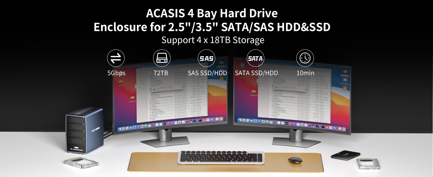 ACASIS SAS/SATA To USB 3.0 Adapter,2.5/3.5 Inch External SAS 4 Bay ...