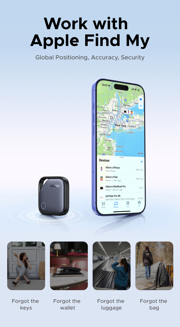 UGREEN Smart Tag Smart Locator Anti Lost Bluetooth5.0 Finder Airtag ...