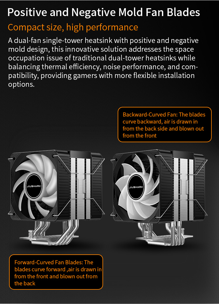 JIUSHARK JF150RS CPU Cooler Black / White ARGB 5V 3PIN Mobo Sync 10cm ...
