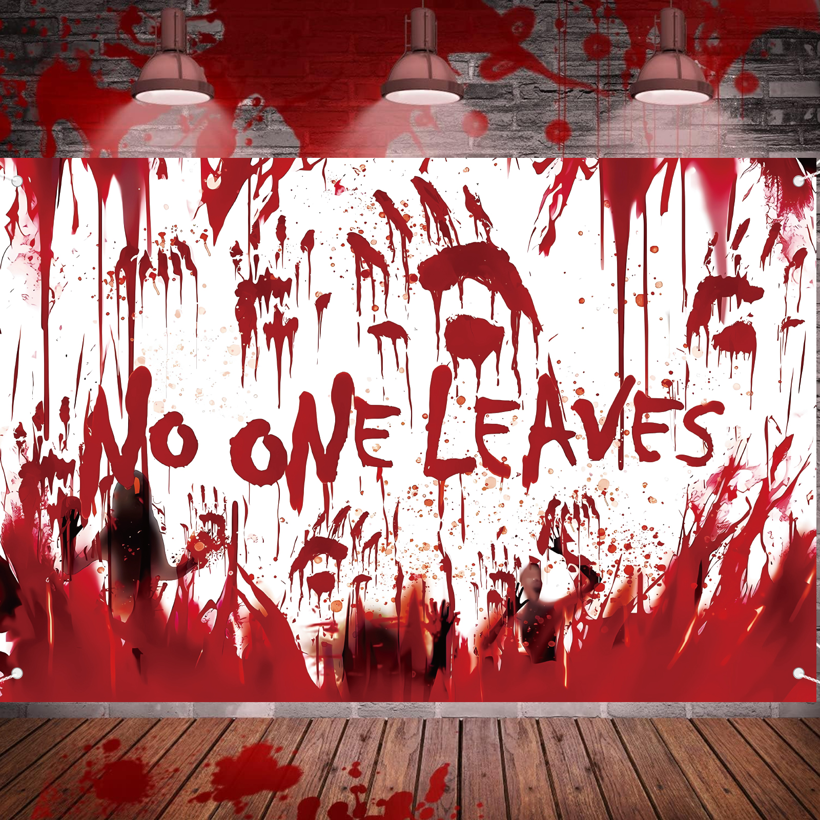 Bloody Zombie Backdrop Set - Horror No Escape Banner & Vampire Theme ...