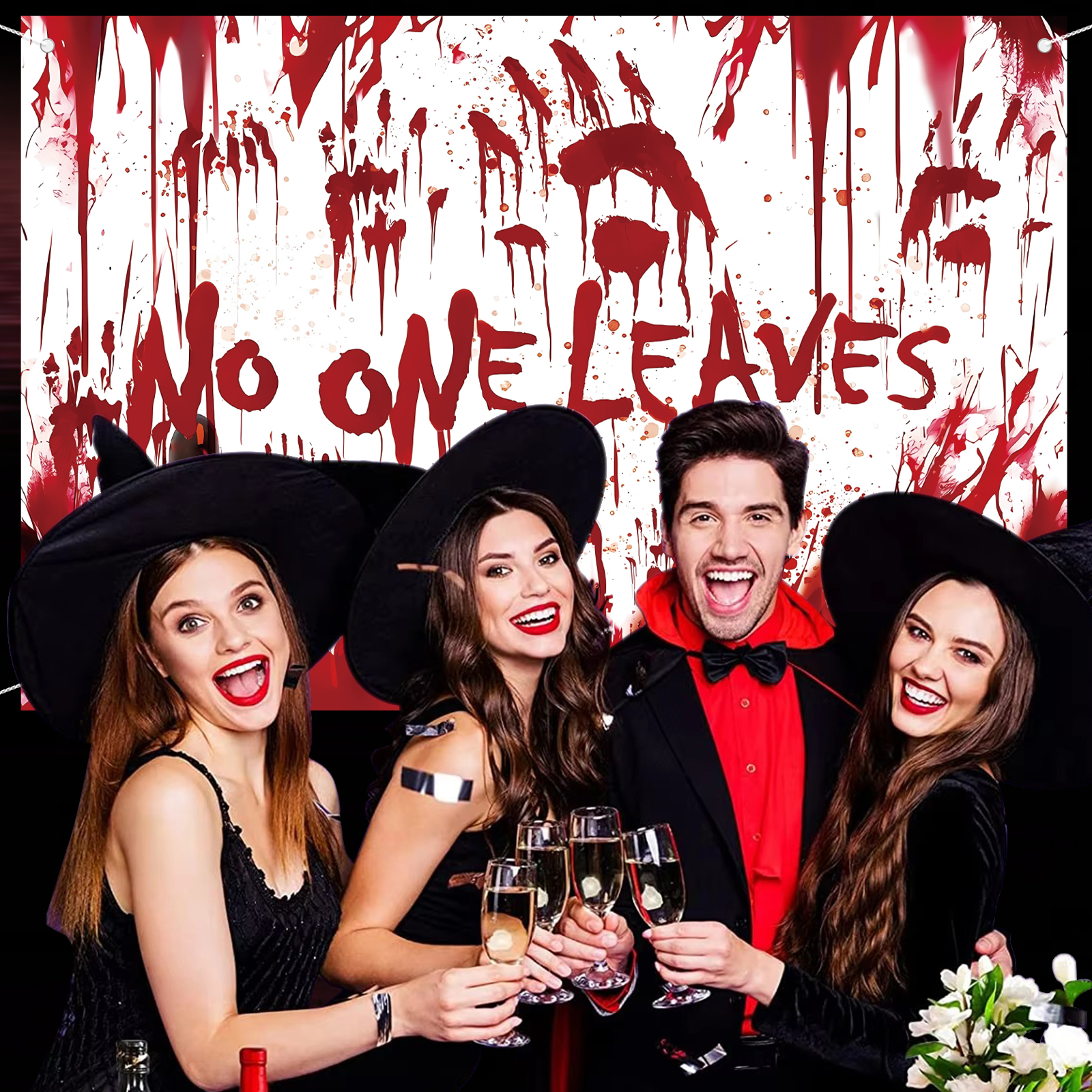 Bloody Zombie Backdrop Set - Horror No Escape Banner & Vampire Theme ...