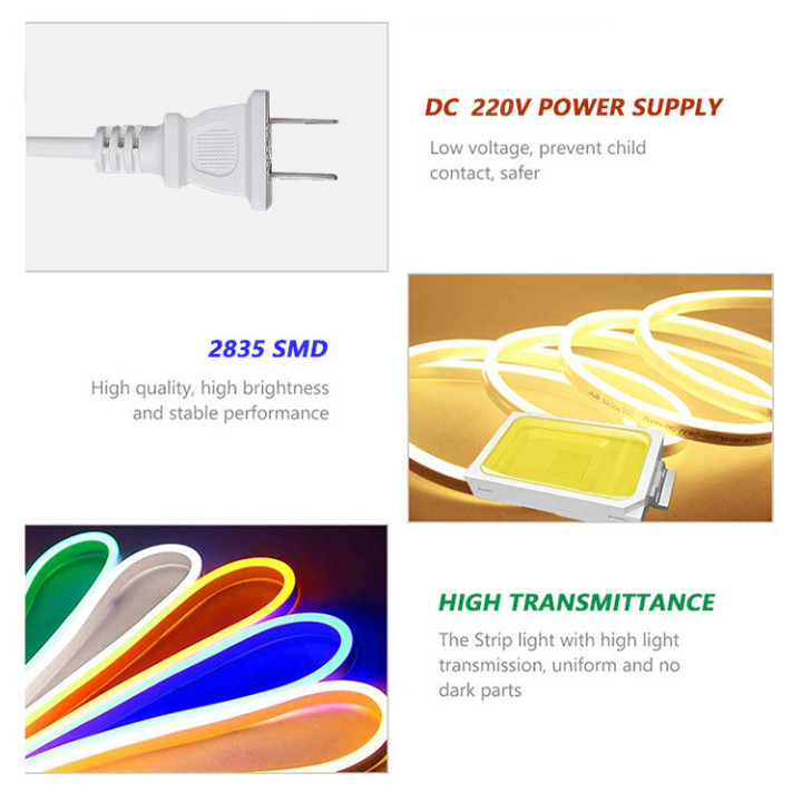 FOUFU Neon LED Strip Light Waterproof Light With Adapter 1m 2m 3m 4m 5m ...