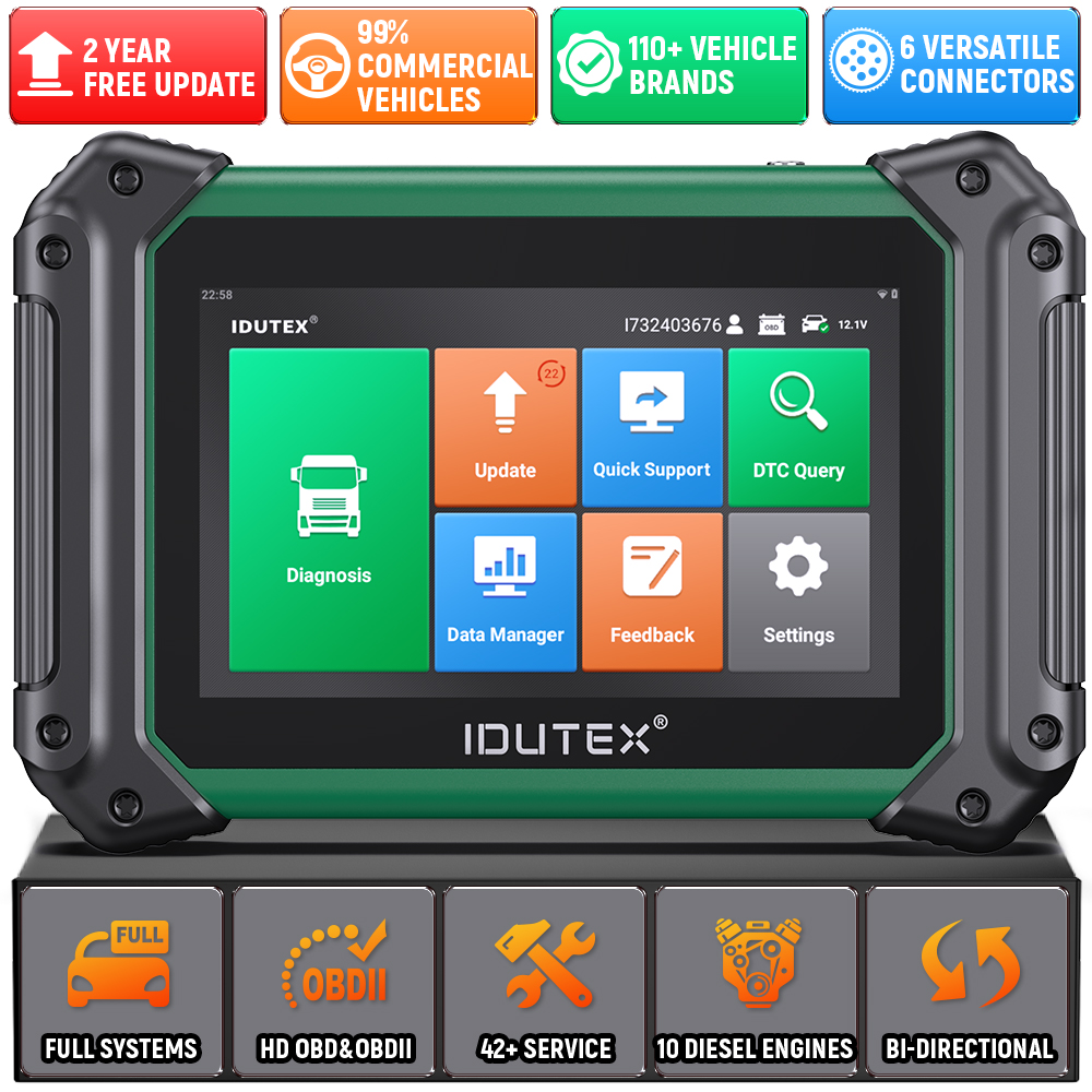 IDUTEX TS710 Diesel Heavy Duty Truck Bi-directional OBD2 Scanner 42 ...