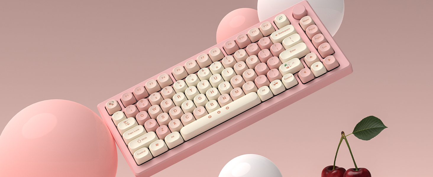 WOMIER 143 Keys Pink Cherry MOA Profile PBT Keycaps Dye Sub Customs Key ...