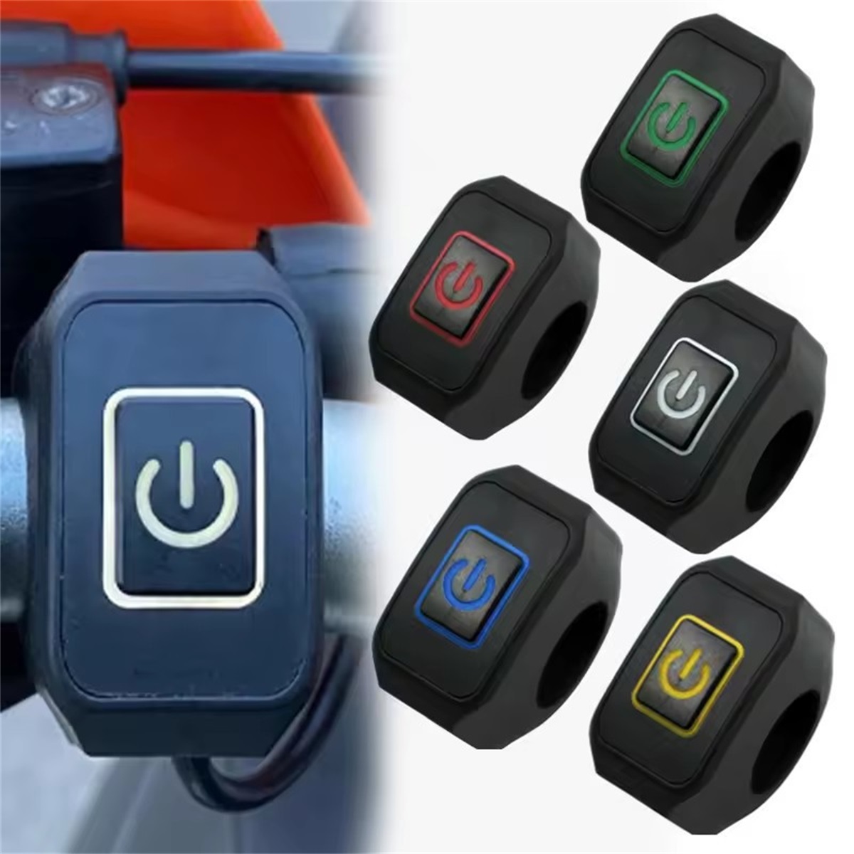 22mm Motorcycle Modified Waterproof Handlebar Switch with LED Light ...