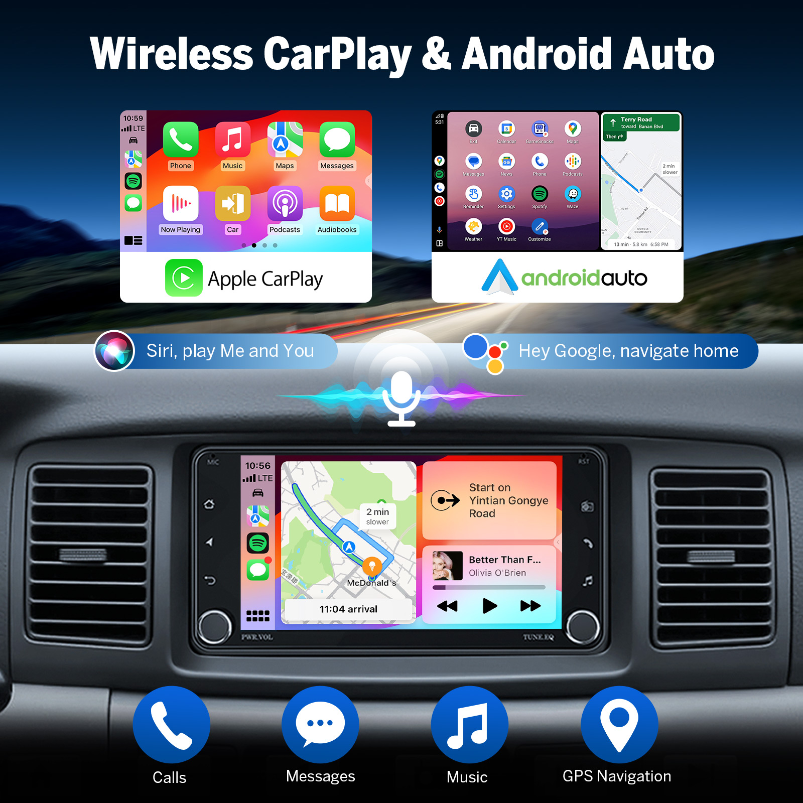 Eonon Latest Android 14 Toyota Android Head Unit Apple CarPlay Android ...