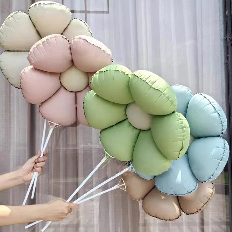 Retro Matte Frosted Cream Caramel Daisy Flower Aluminum Film Balloons ...
