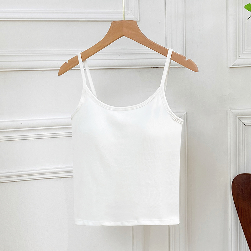 Backless Camisole for Women with Fixed Pads, 2025 Slim Fit Crop Top ...